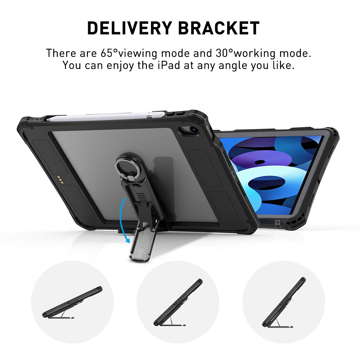 AICase iPad Air 4th Gen/5th Gen, 2020/2022, 10.9 inch,IP68 Waterproof, Dustproof, Shockproof Case Cover with 360 Full-Body Protection, Lanyard and Kickstand