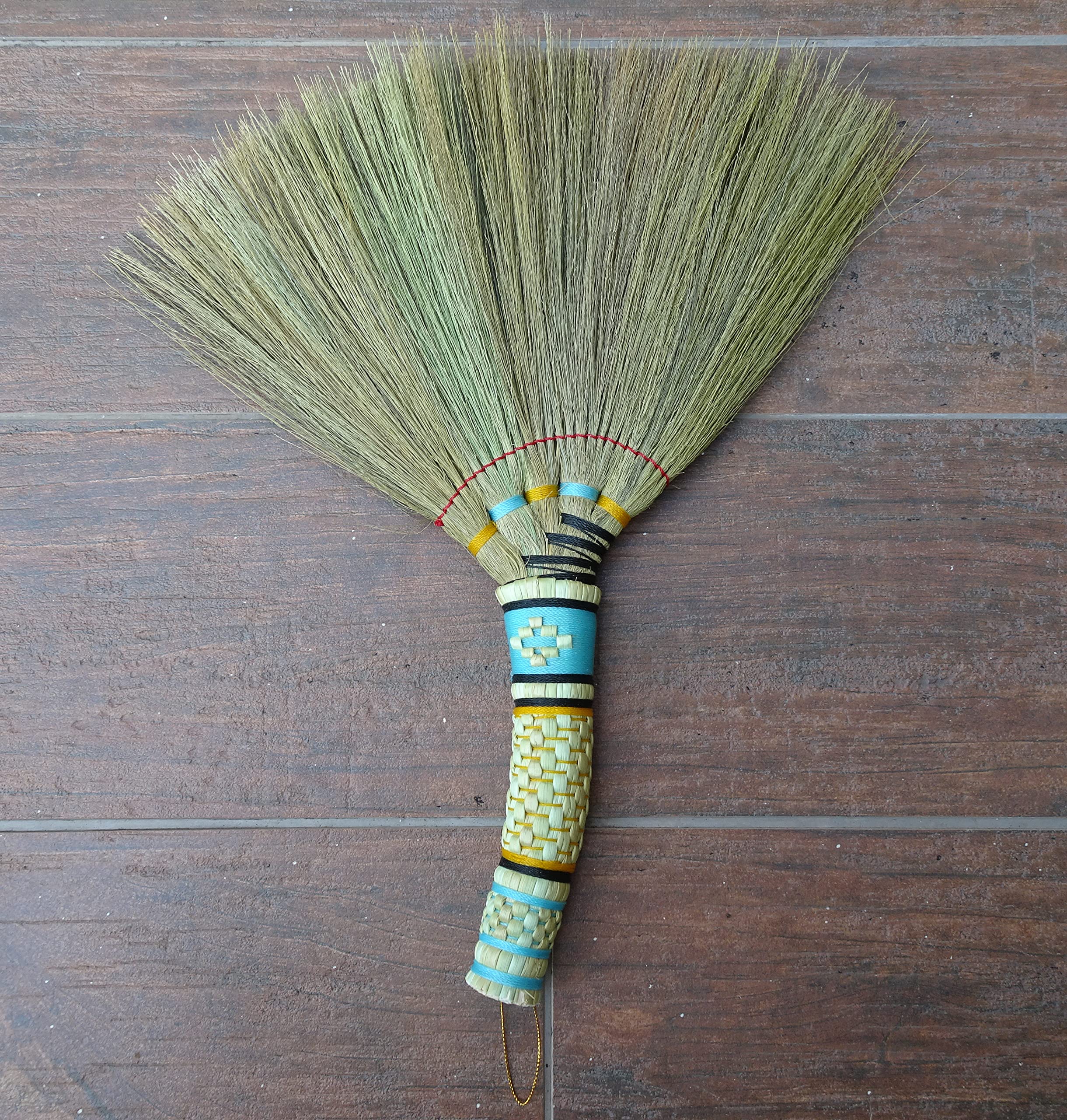 Asian Whisk Broom Natural Grass Duster 1piece 14 inch Tall Dustpan Brush Wooden Handmade Thai Bamboo Handle Sweeper for Dusting