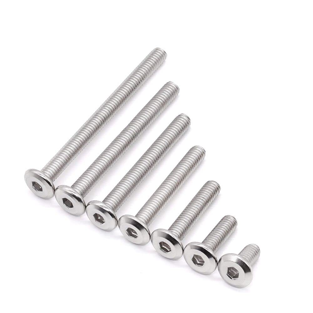 Glvaner M6-1.0 x 20mm Binding Screws Furniure Screws, Connection Bolt, Flat Round Head Socket Head Cap Screws, 304 Stainless Steel 18-8 Full Thread, 30 pcs