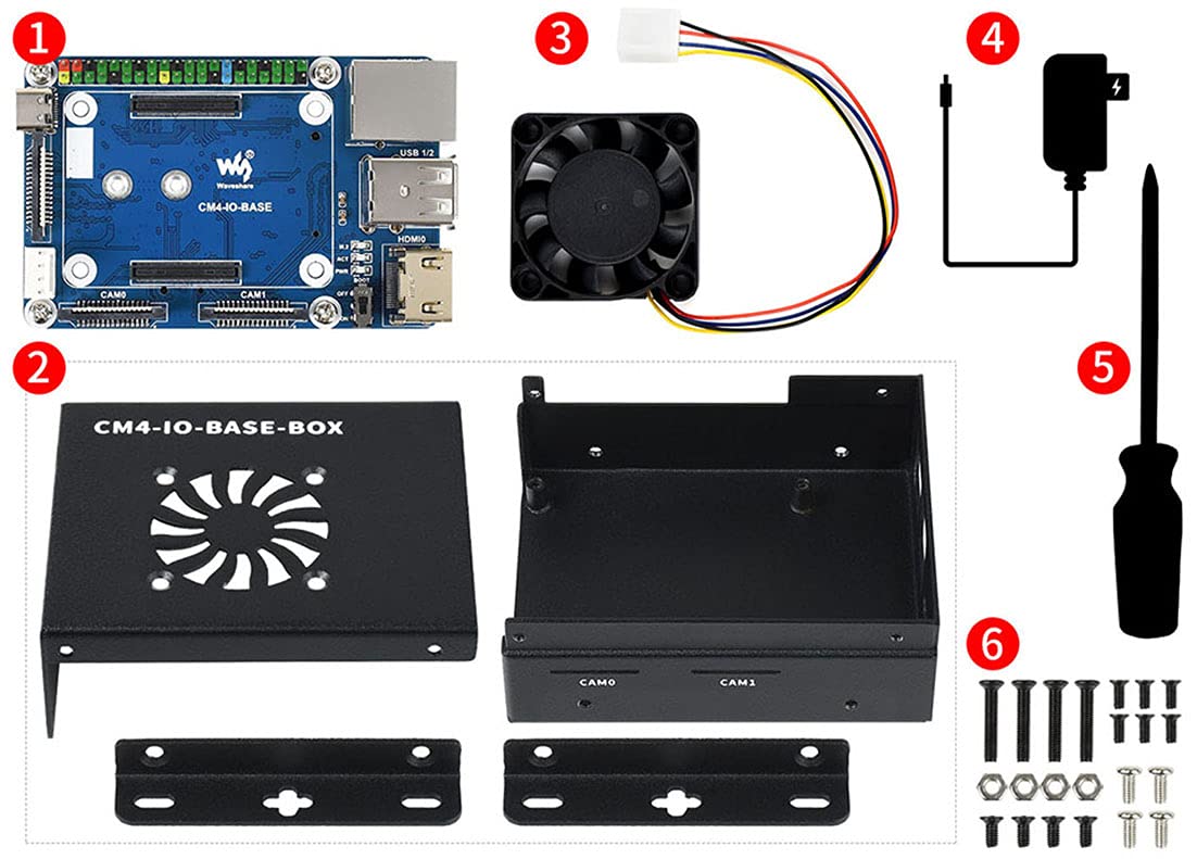 Mini-Computer Based On Pi Compute Module 4 (CM4 NOT Included), Mini IO Board Full Version,Cooling Fan Inside, Metal Case Cov