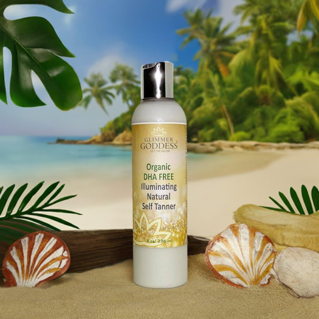 Glimmer Goddess Organic Self Tanner - DHA-Free Tanning Lotion, 8 oz