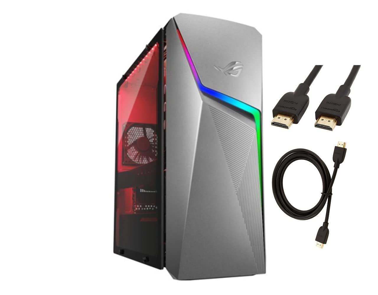 ASUS Newest ROG Strix GL10 Premium Gaming Desktop | AMD Ryzen 5 3600X | NVIDIA GeForce GTX 1660TI | Gray | Windows 10 | with HDMI Cable Bundle (Silver, 8GB RAM | 256GB SSD)