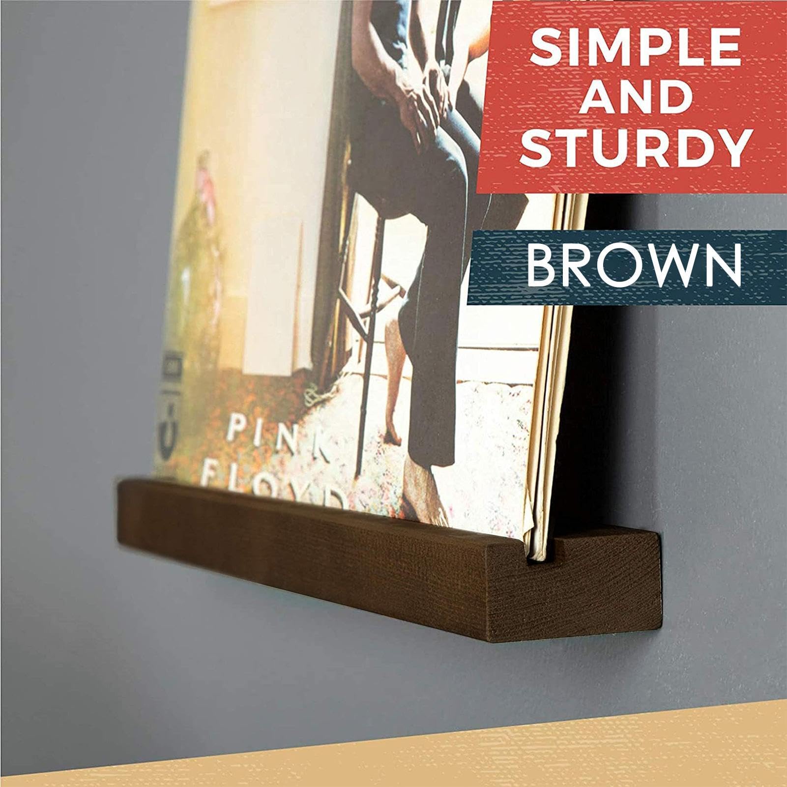 1/2 Record Wall Mount - Vinyl Record Wall Mount, Record Display Wall Mount | Smooth Record Storage Hanger with Multifunctional Design, Wood Floating Album Shelf for Music Lovers