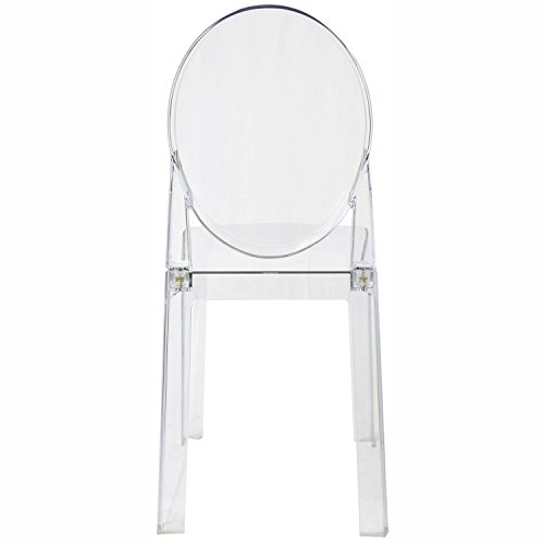 2xhome Louis Large Transparent Vanity Mid Century Ghost Chair, Clear