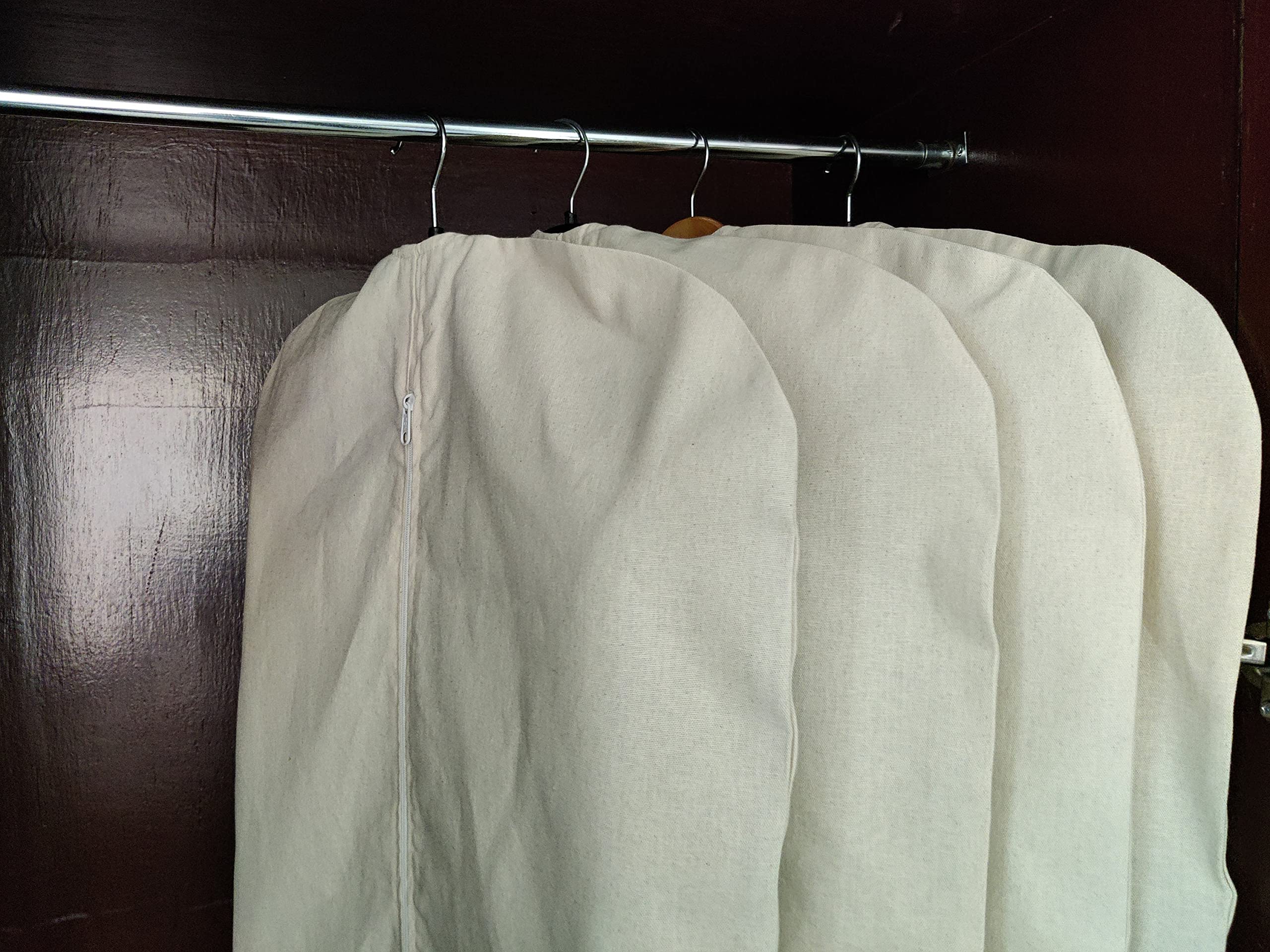 100% Cotton Canvas Garment Cover for Suits, Coats, Dresses; Travel Bag (Medium (24"x40"), Off-White)