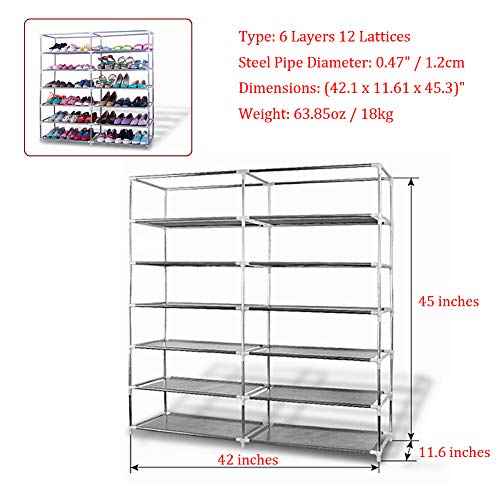 Amuxing Shoe Rack Portable Shoe Storage Organizer 6 Tiers Boots Rack with Nonwoven Fabric Dustproof Cover (Brown)