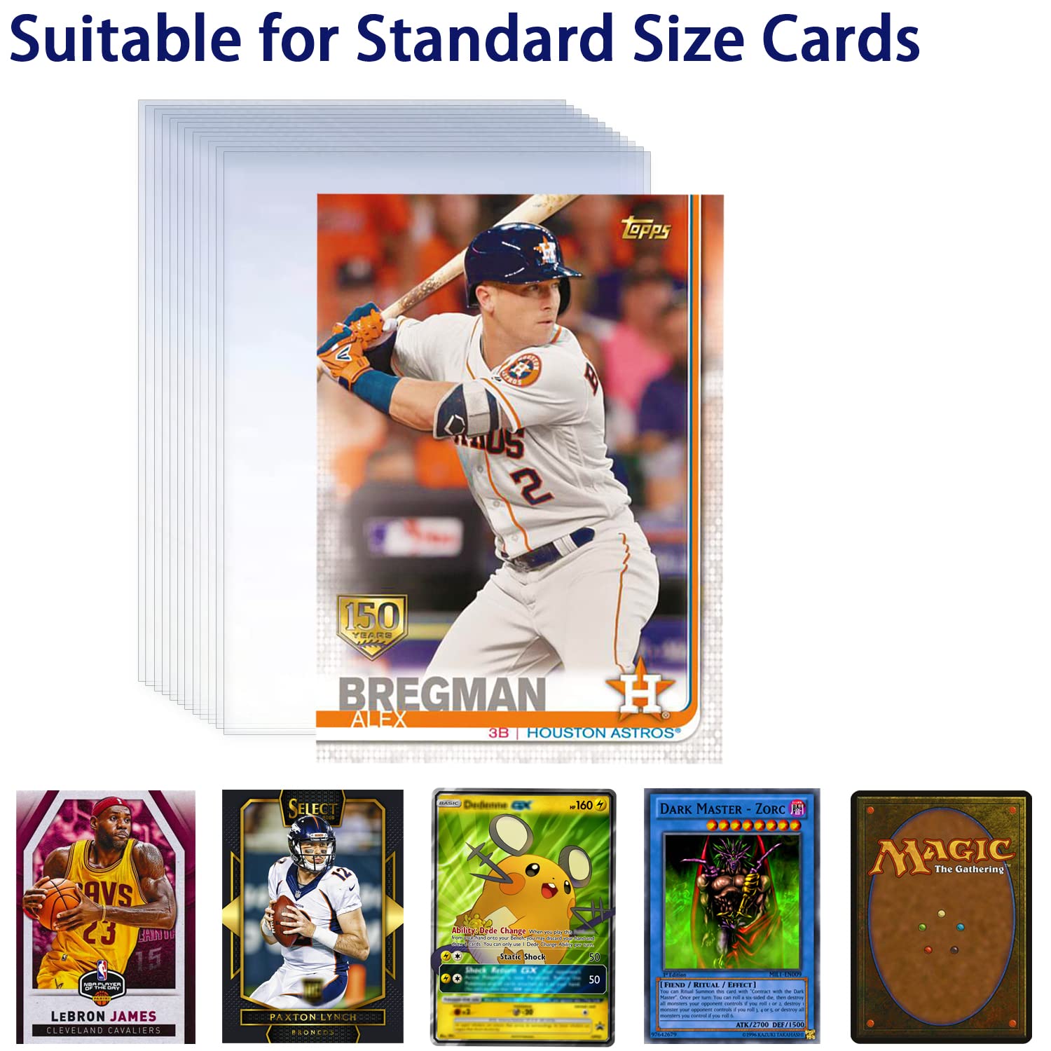 100 Pcs Ultra-Clear Card Sleeves for Standard Size Trading Cards, Soft Protective Card Sleeves for Sport Cards, Game Cards, Inner Card Protector 2.5" X 3.5" for Game Cards, Baseball Cards