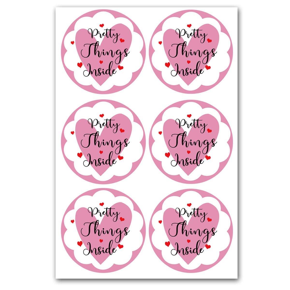 Pretty Things Inside Stickers - Round Heart Thank You Stickers - Thanks for Shopping Small Shop Local Handmade Waterproof Blue Love Labels- 2 Inch (504 pcs) (Pink)