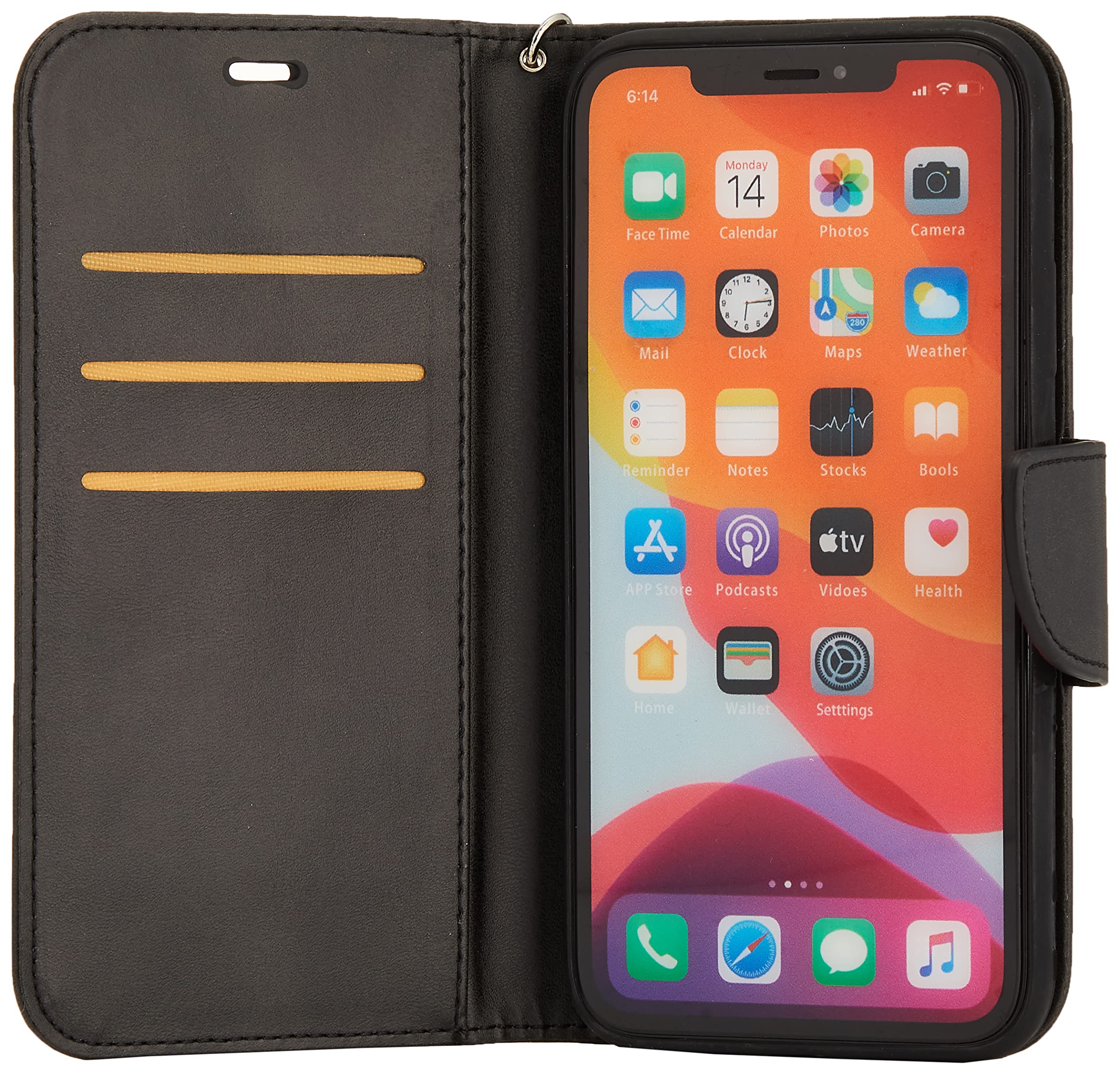 Glow Co, Ltd. iPhone 11 Notebook Type Case with Strap, Black, Tempered Glass & Stylus Pen 406-1-03