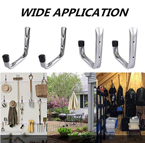 4 PCS Garage Storage Utility Hook Heavy Duty Wall Mounted Storage Hanger Perfect Garage Organizer for Ladders Folding Chairs Surf Boards Fishing Poles Garden Tools Swimming Tools
