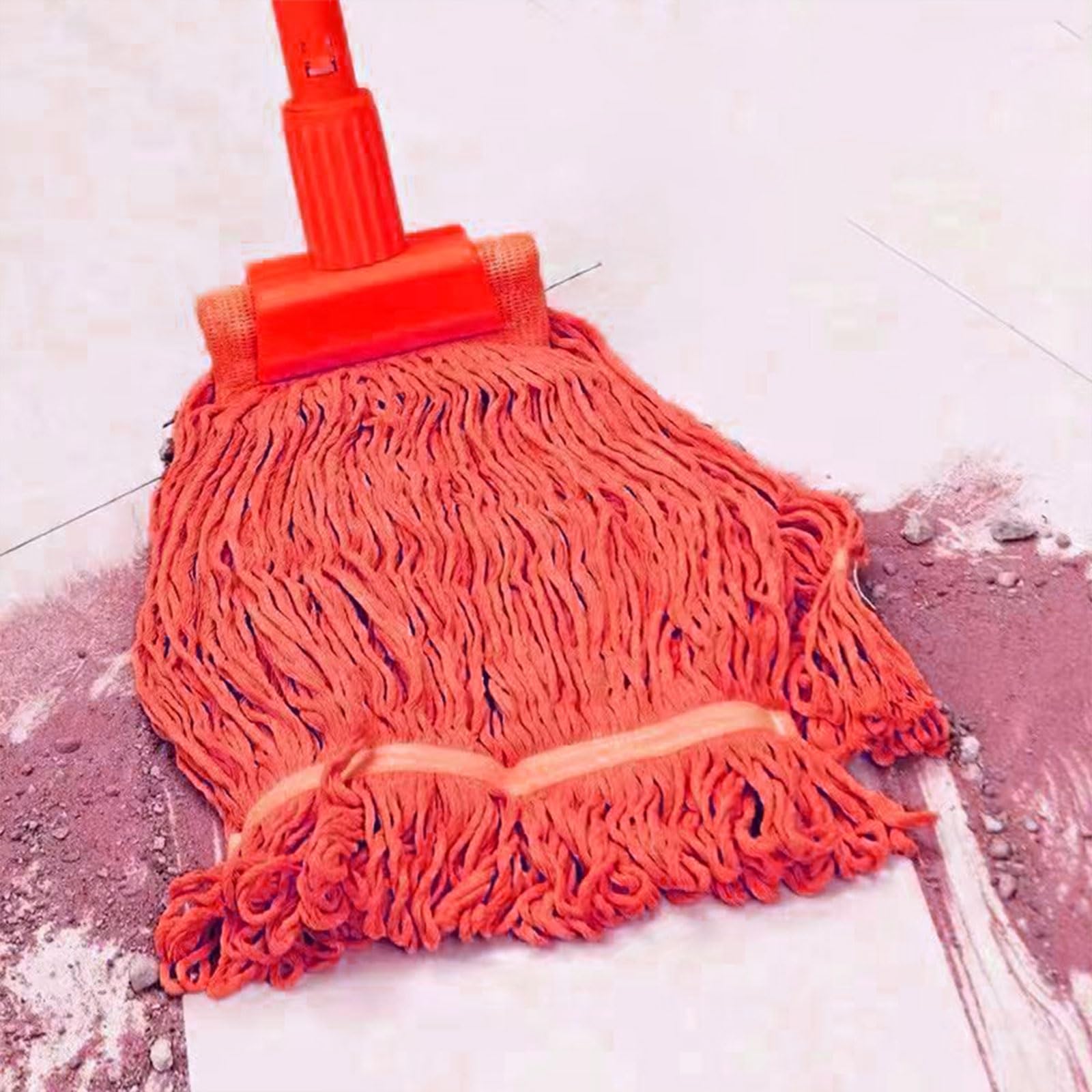 Heavy Duty Wet Industrial Cleaning Mop Head – Mop Head Replacement Perfect Cotton Washable Mop Head Replacement for Commercial & Home Cleaning(RED)
