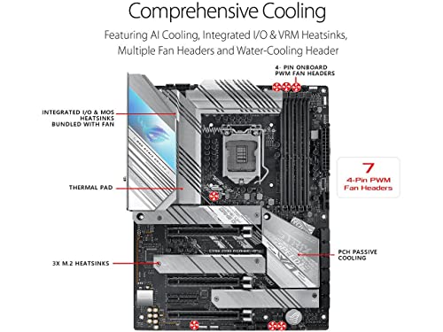 Asus ROG Strix Z590-A Gaming WiFi II LGA1200(Intel 11th/10thGen)ATX WhiteScheme Gaming Motherboard (14+2PowerStages,DDR4 5133,WiFi6 AX201,Intel2.5Gb LAN,Thunderbolt4,3x M.2/NVMe SSD, AURARGB lighting)
