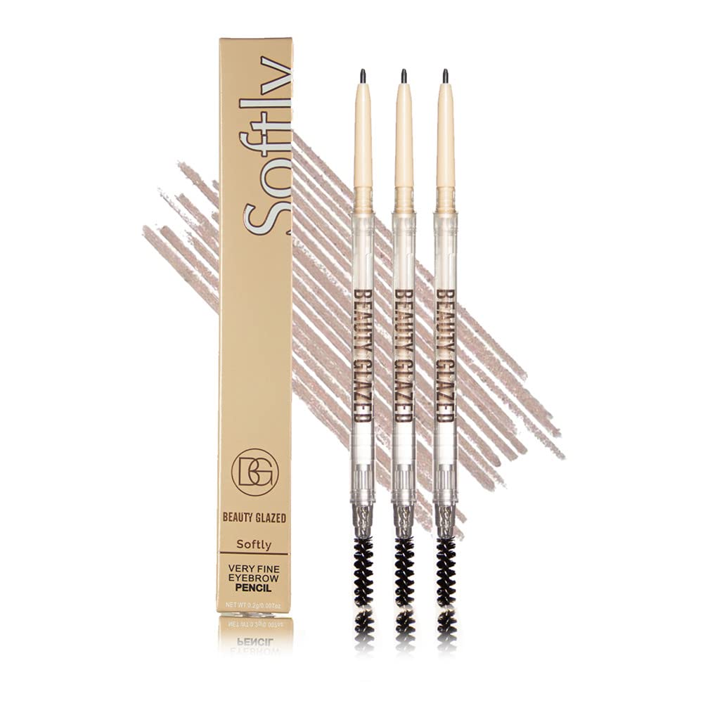 Eyebrow pencil, long-lasting waterproof and durable ultra-fine automatic makeup pencil, 3 colors (03# BLACK GRAY)