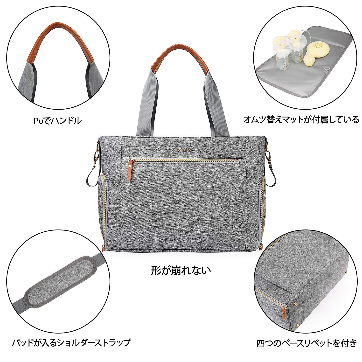 mommore Breast Pump Bag Diaper Tote Bag with 15 Inch Laptop Sleeve Fit Most Breast Pumps like Medela, Spectra S1,S2