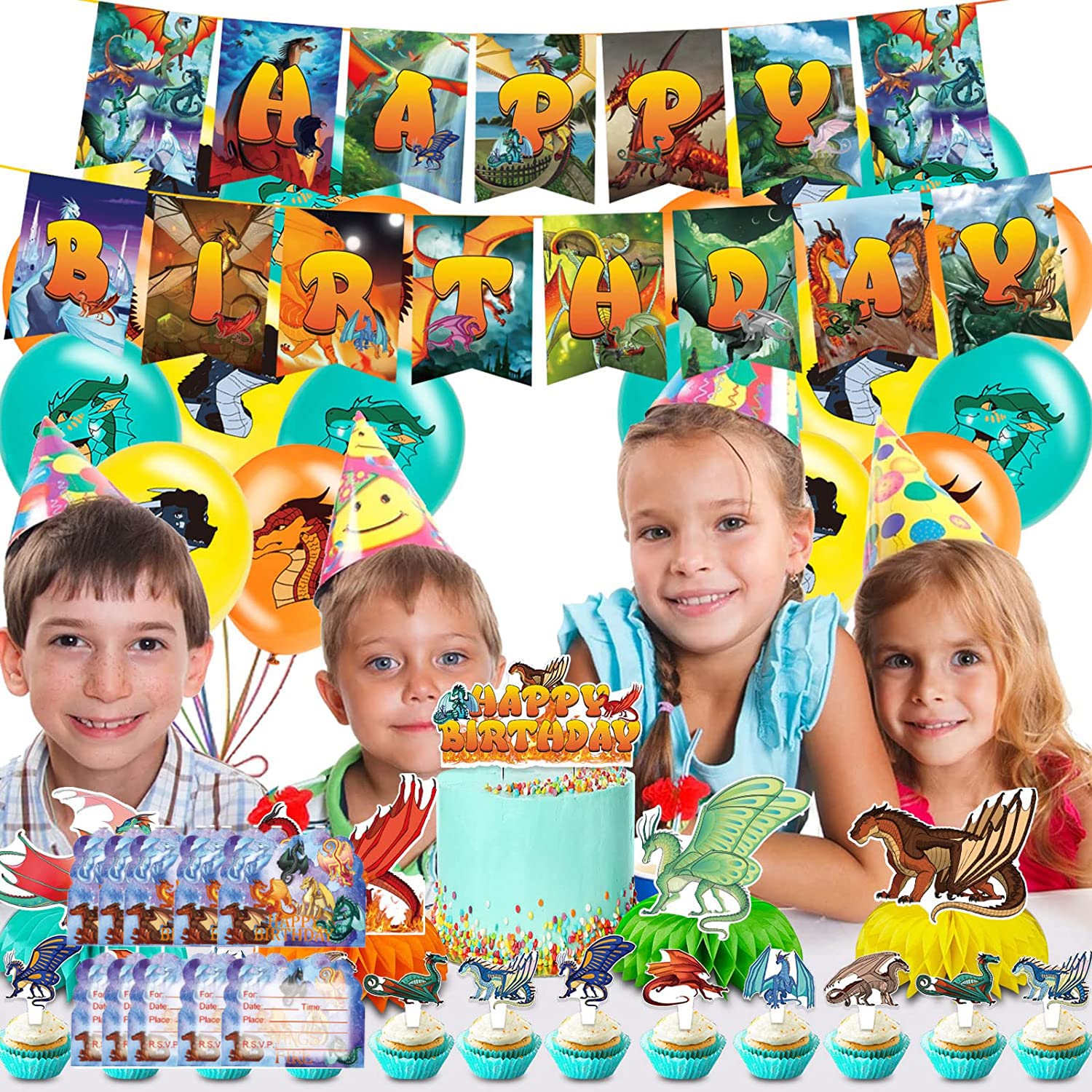 20 Pcs Wings of Fire Birthday Party Invitation Cards for Kids Birthday Party Supplies