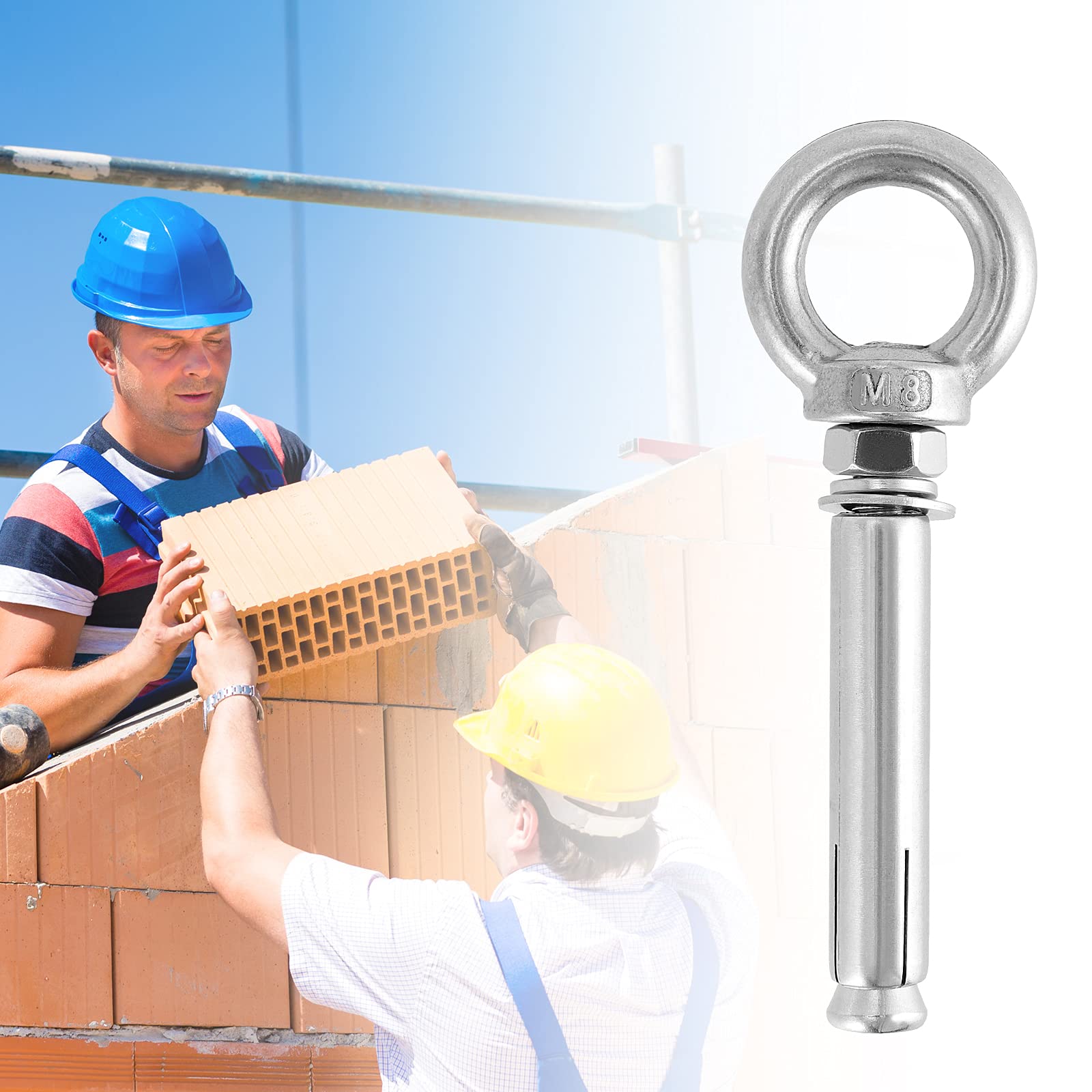 HEIHAK 10 Pack M8 x 80mm Expansion Eyebolt, Expansion Screw with Eye Ring Anchor, 304 Stainless Steel Ring Lifting Expansion Eyebolt Internal Bolt Fastener for Concrete, Wall, Masonry Surface
