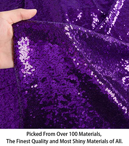 3 Feet 1 Yards Sequin Fabric, by The Yard, Sequin Fabric, Tablecloth, Linen, Sequin Tablecloth, Table Runner Photo Booth Backdrop,Ready to Ship!! (Purple)