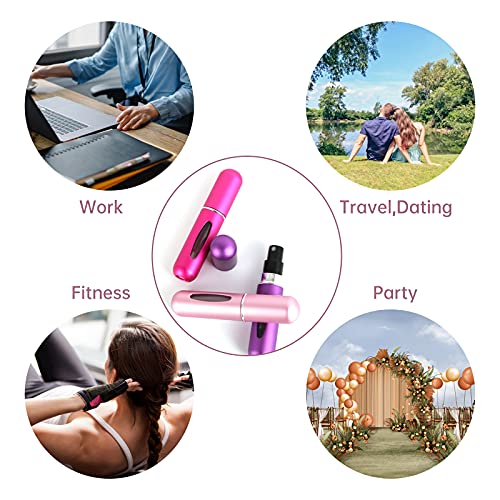 TIGERMILLION Portable 5ml Atomizer Bottle, Mini refillable perfume Spray, Scent Pump Case, perfume atomizer Refillable Travel Pack of 4pcs