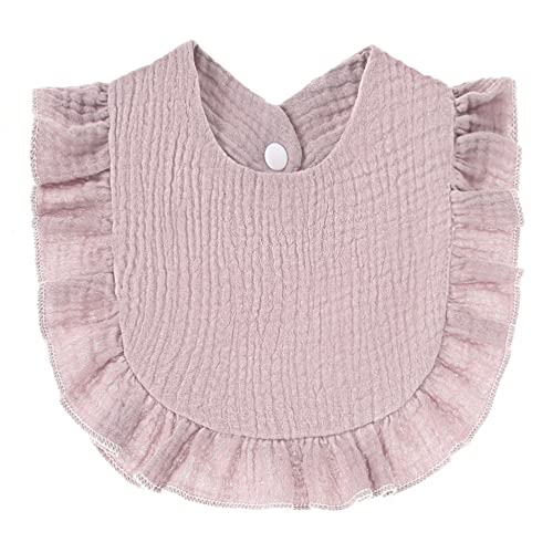 4 PACK Solid Muslin Baby Drool Bibs Set for Unisex Boys Girls Cotton Adjustable Teething Feeding Drooling Bibs (Pink Set)