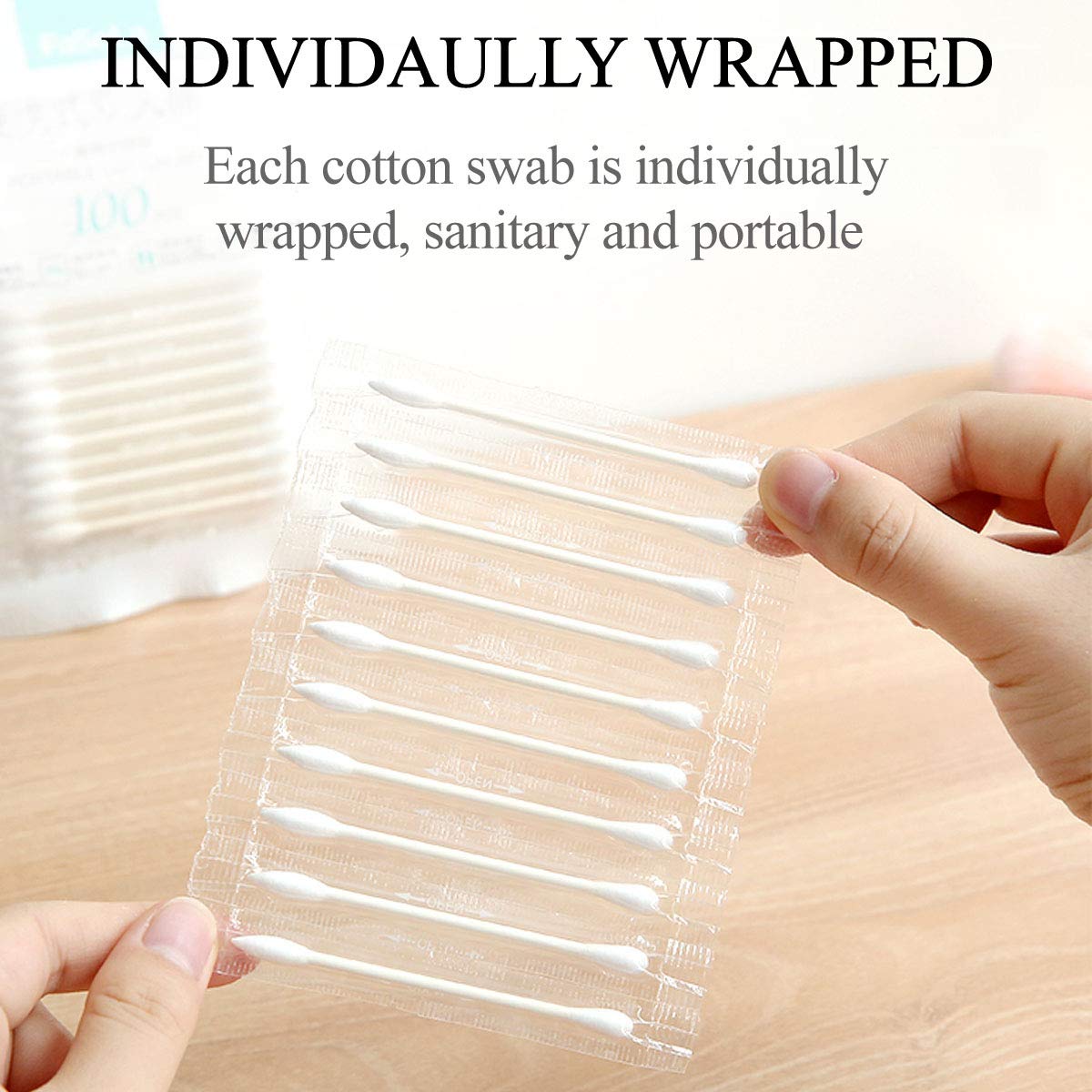 Sppry Olive Oil Makeup Remove Cotton Swabs - Individually Wrapped Double Tipped Paper Sticks, 100 Count (Round/Pointed End)