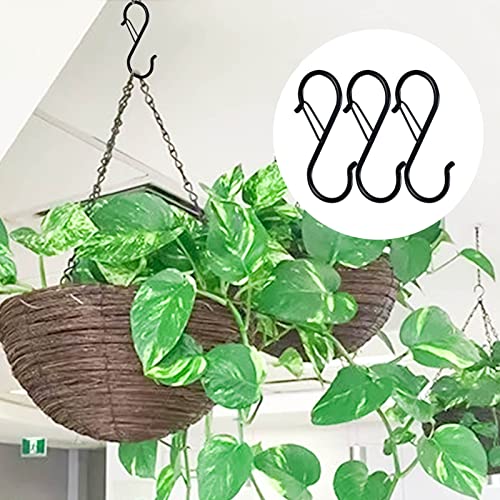 10 Pack Heavy Duty S Hooks for Hanging,3.5 inch Plant Hooks With Safety Buckle,S Shaped Hooks Kitchen Pot Rack Hooks Closet Hooks for Hanging Plants, Clothes, Kitchen Utensil, Pots and Pans, Bags