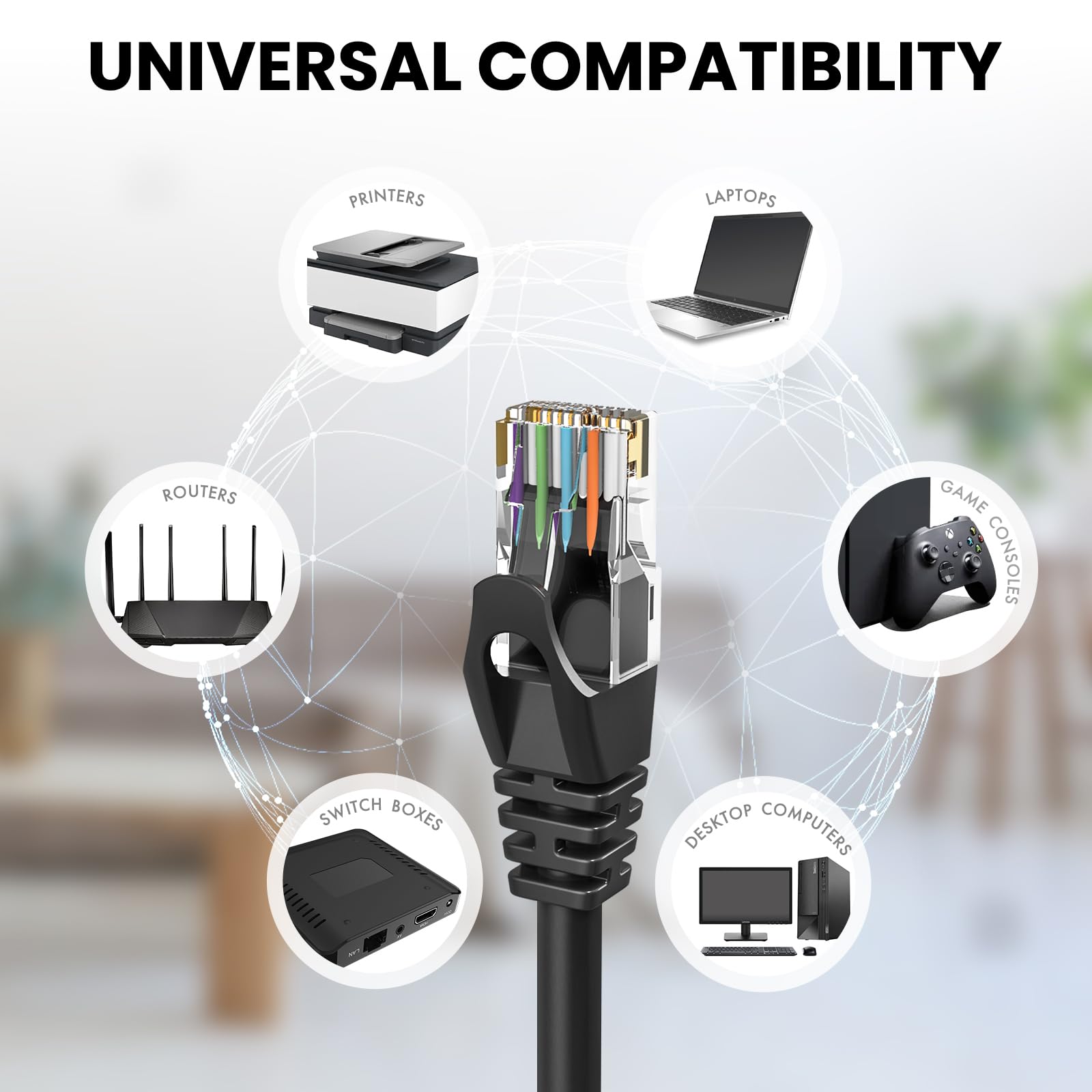 Ultra Clarity Cables Cat 6 Ethernet Cable 6 FT (10 Pack), Cat6 Patch Cable, High Speed 10Gbps 500Mhz Ethernet Cable Network Cord, RJ45 LAN Internet Cable for Computer Modem Router PS4/5 Xbox -Black