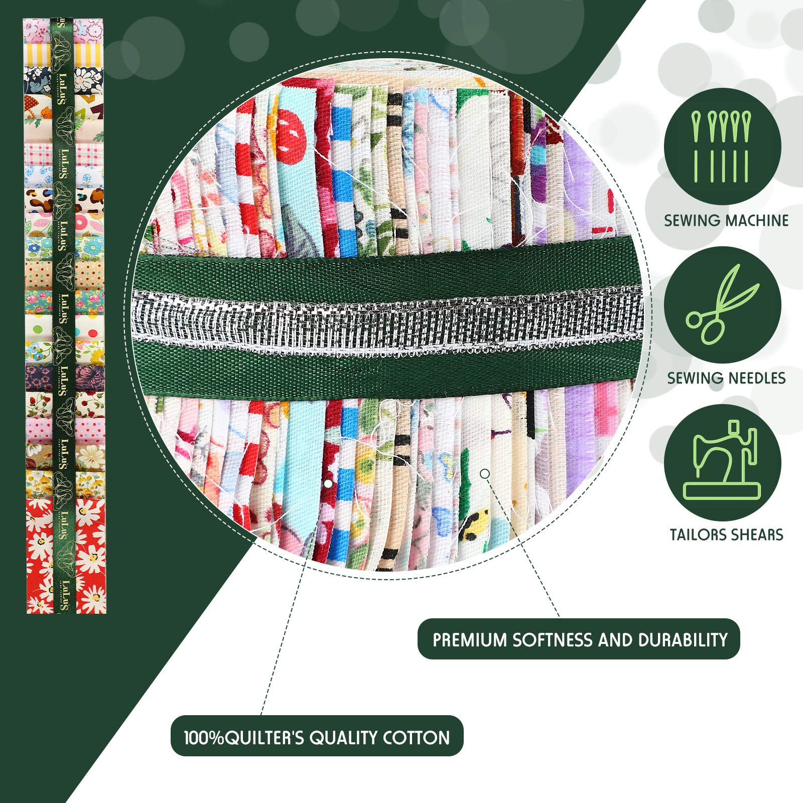 100 Pieces Cotton Fabric Roll 2.6 Inch Roll up Cotton Fabric Quilting Strips Floral Printed Cotton Craft Fabric Bundle Flower Precut Patchwork Cotton Square with Assorted Patterns for DIY Crafts