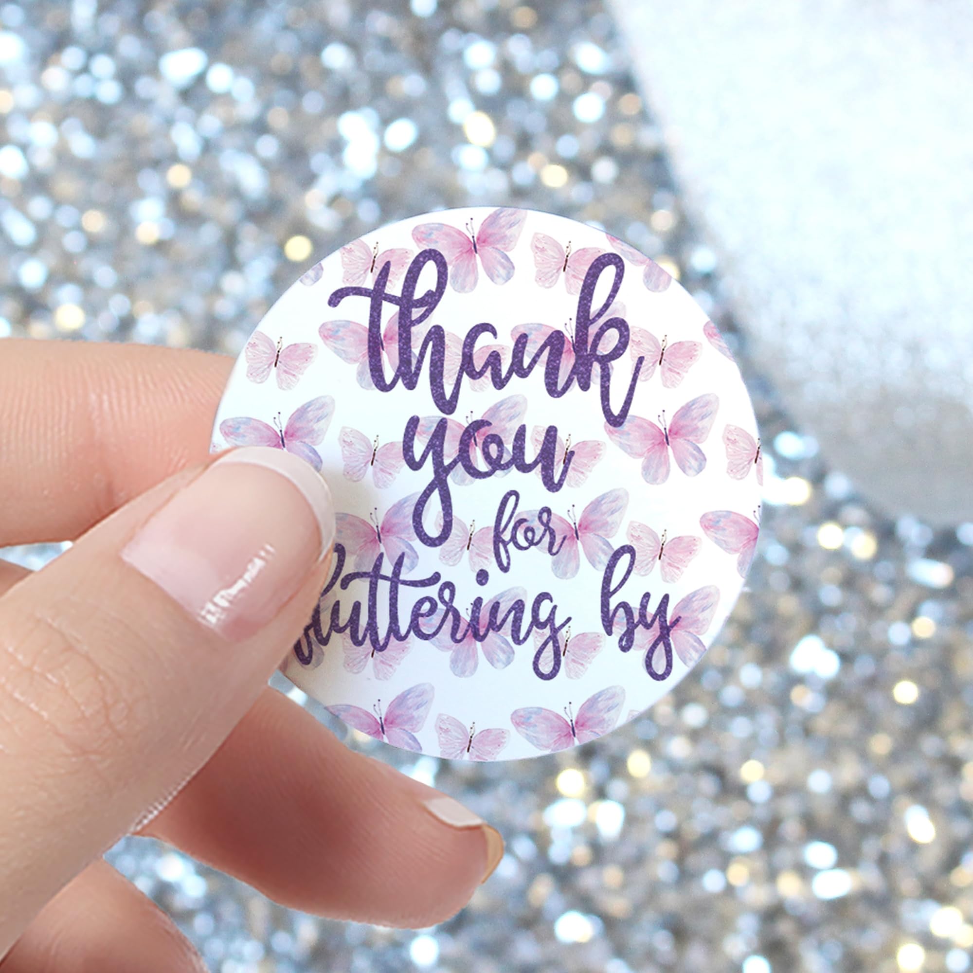 Butterfly Birthday Party Thank You Stickers, Candy Stickers, Envelope Seals - 40 Count