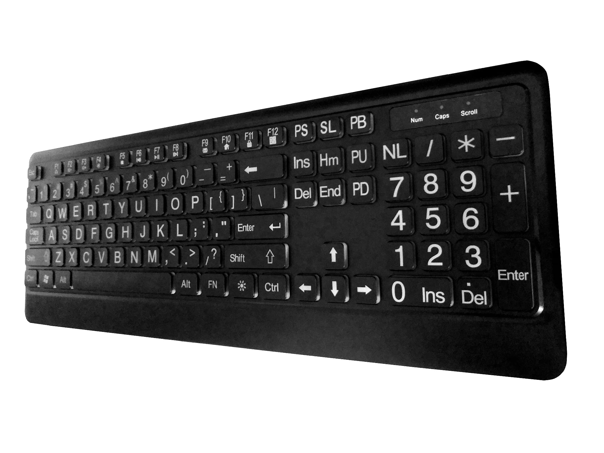 TRONWIRE LED White Backlit Illuminated Large Oversized Print Letter Wired USB 104 Keys Standard Full Size Keyboard for Desktop PC Computer