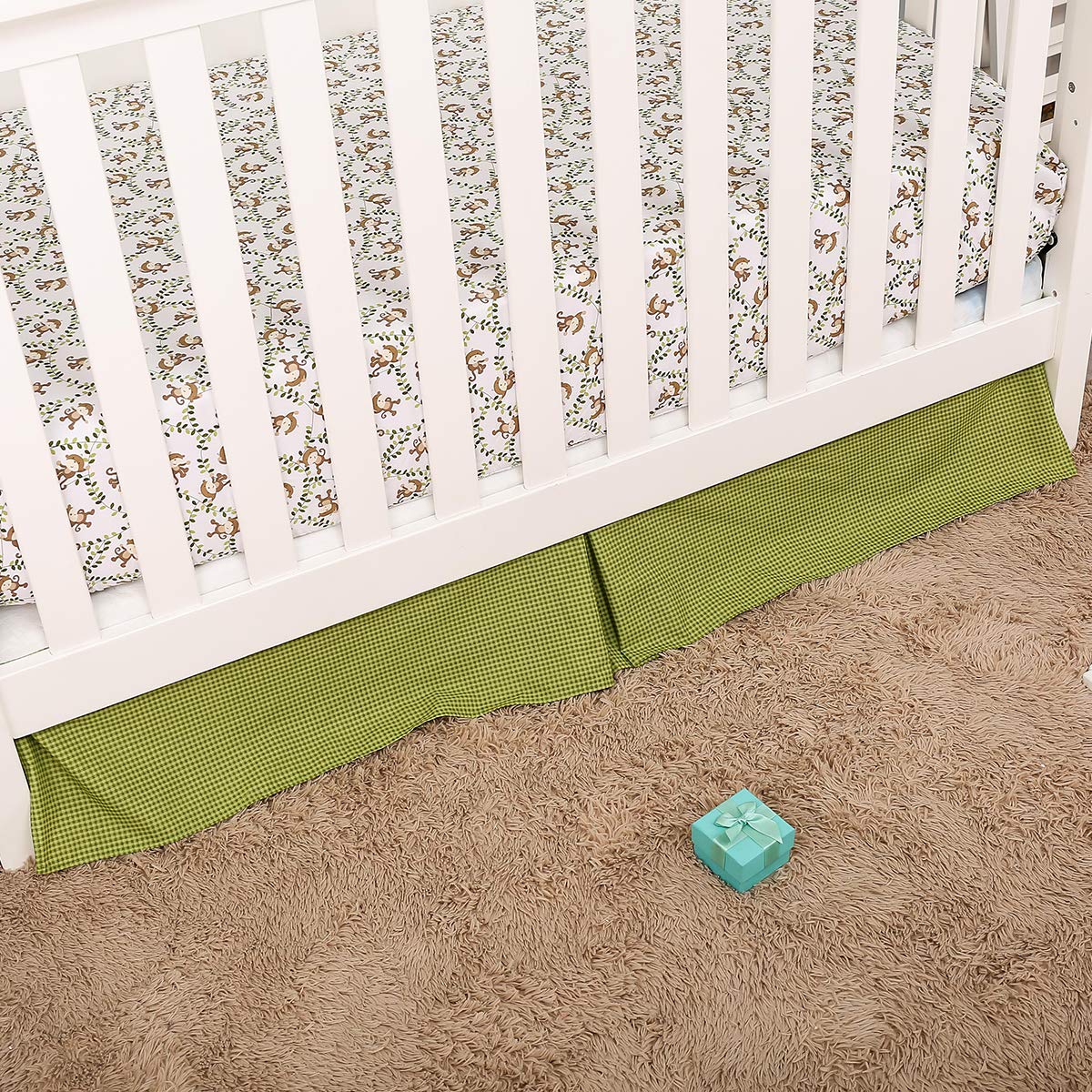 Brandream Jungle Crib Sheets for Baby Boys Toddler Fitted Sheet 100% Cotton Animal Monkey Botanical Print Nursery Bed Sheet Set