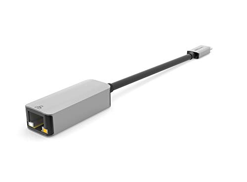 EZQuest USB-C to Gigabit Ethernet Adapter, 10/100/1000 Mbps with Anodized Aluminum Sleeves and LED Status Indicators for MacBook, MacBook Pro/Air, iPad Pro, Chromebook, XPS, Galaxy S9/S8 and More