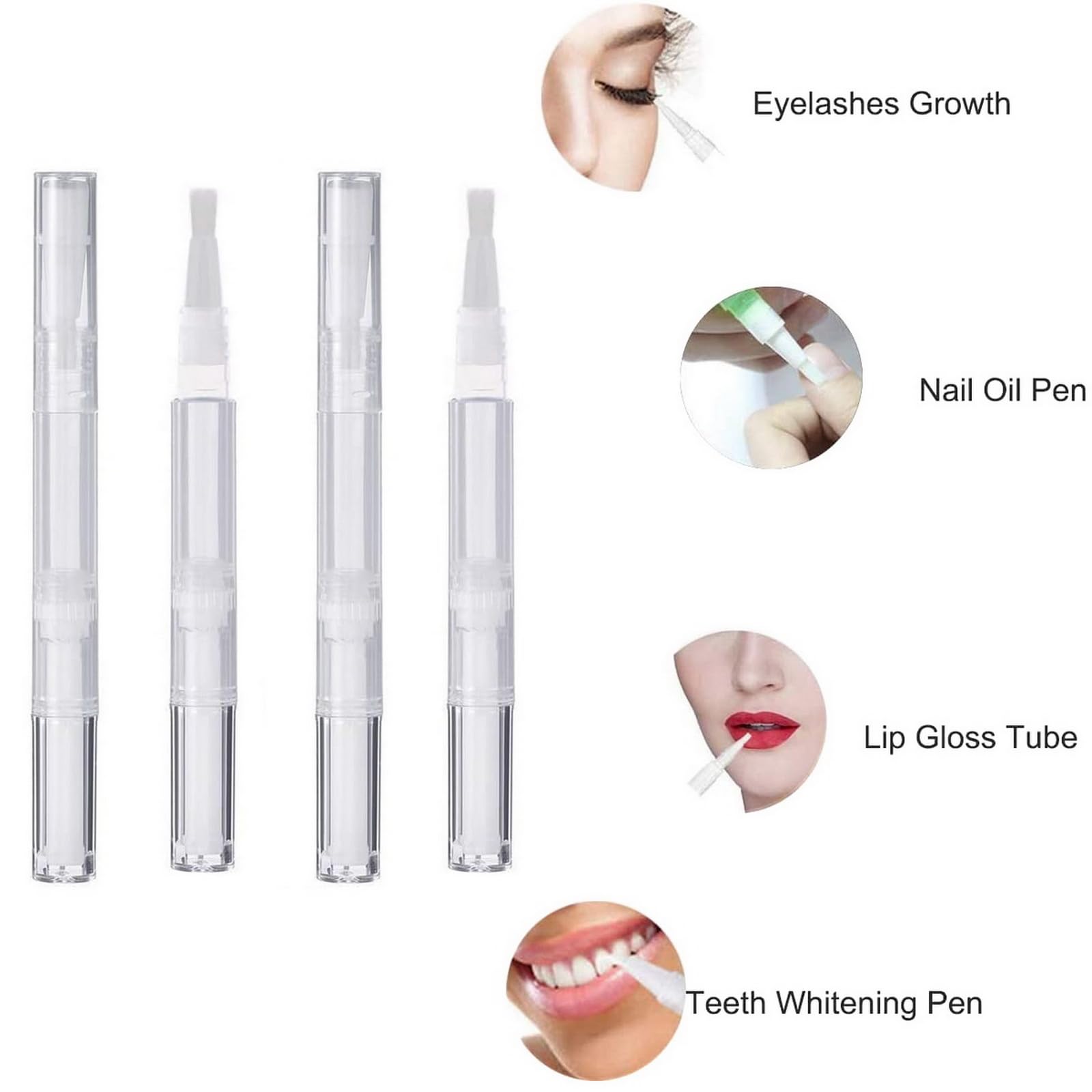 AyeVision SUEIANNMN 20Pcs Transparent Twist Pens,3ml Nail Twist Pens Empty Transparent Nail Oil Pen with Brush Empty Cuticle Oil Pen Cosmetic Container Pen for Lip Gloss Eyelash Growth Liquid