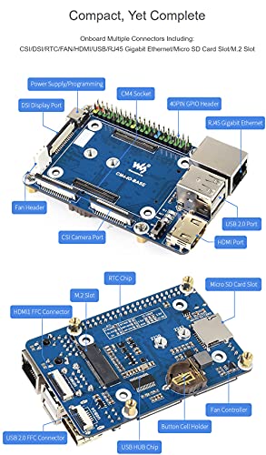 XYGStudy CM4-IO-BASE-B and USB HDMI Adapter, for Raspberry Pi Compute Module 4