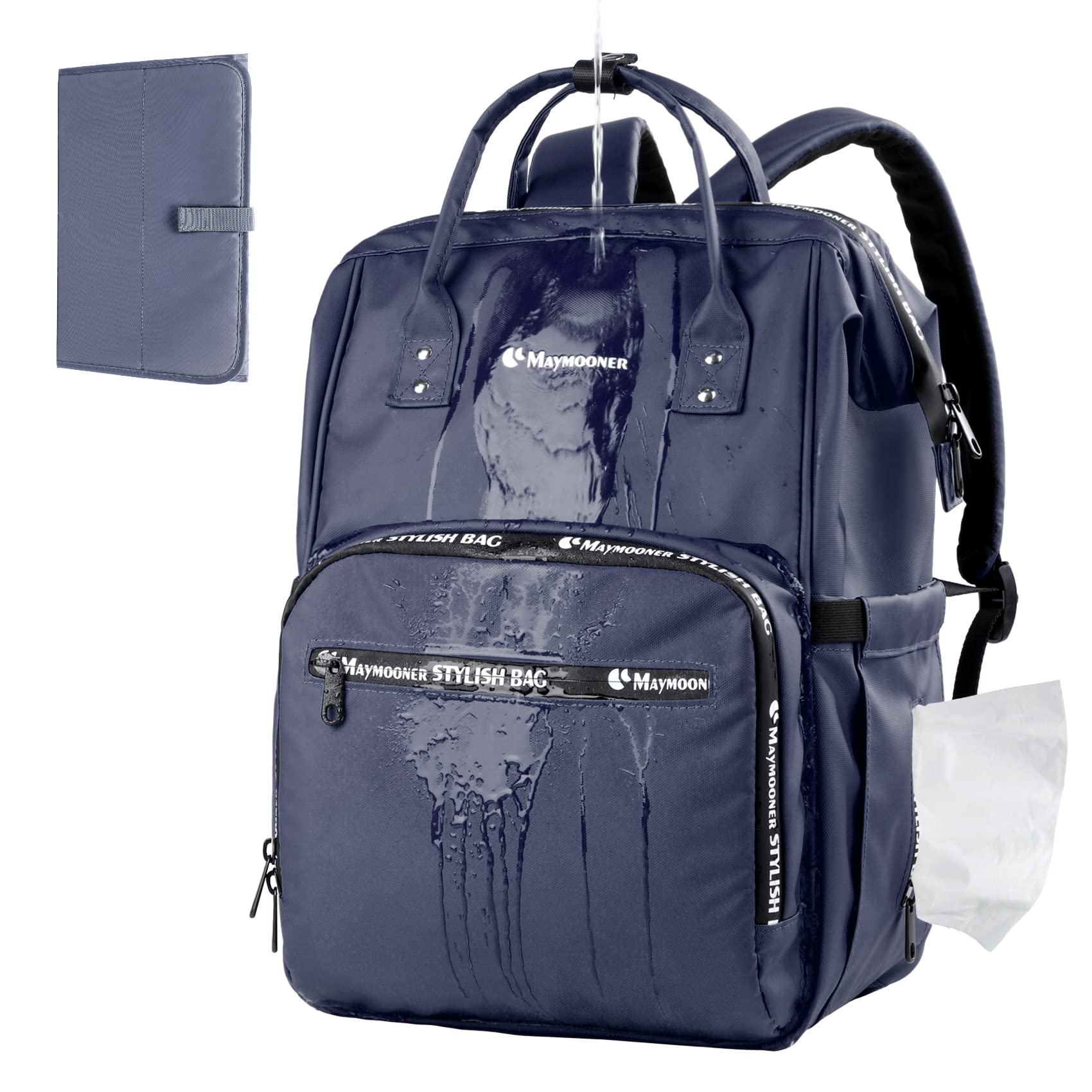 BesyPro Baby Diaper Bag Backpack Waterproof Travel Back Pack Maternity Nappy Changing Bags with Changing Pad Insulated Pockets,Navy Blue