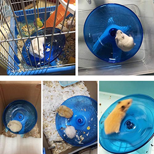3 in 1 Hamster Water Bottle + Hamster Flying Saucer Exercise Wheel for Dwarf Hamster Mouse Rat Hedgehog (Blue)
