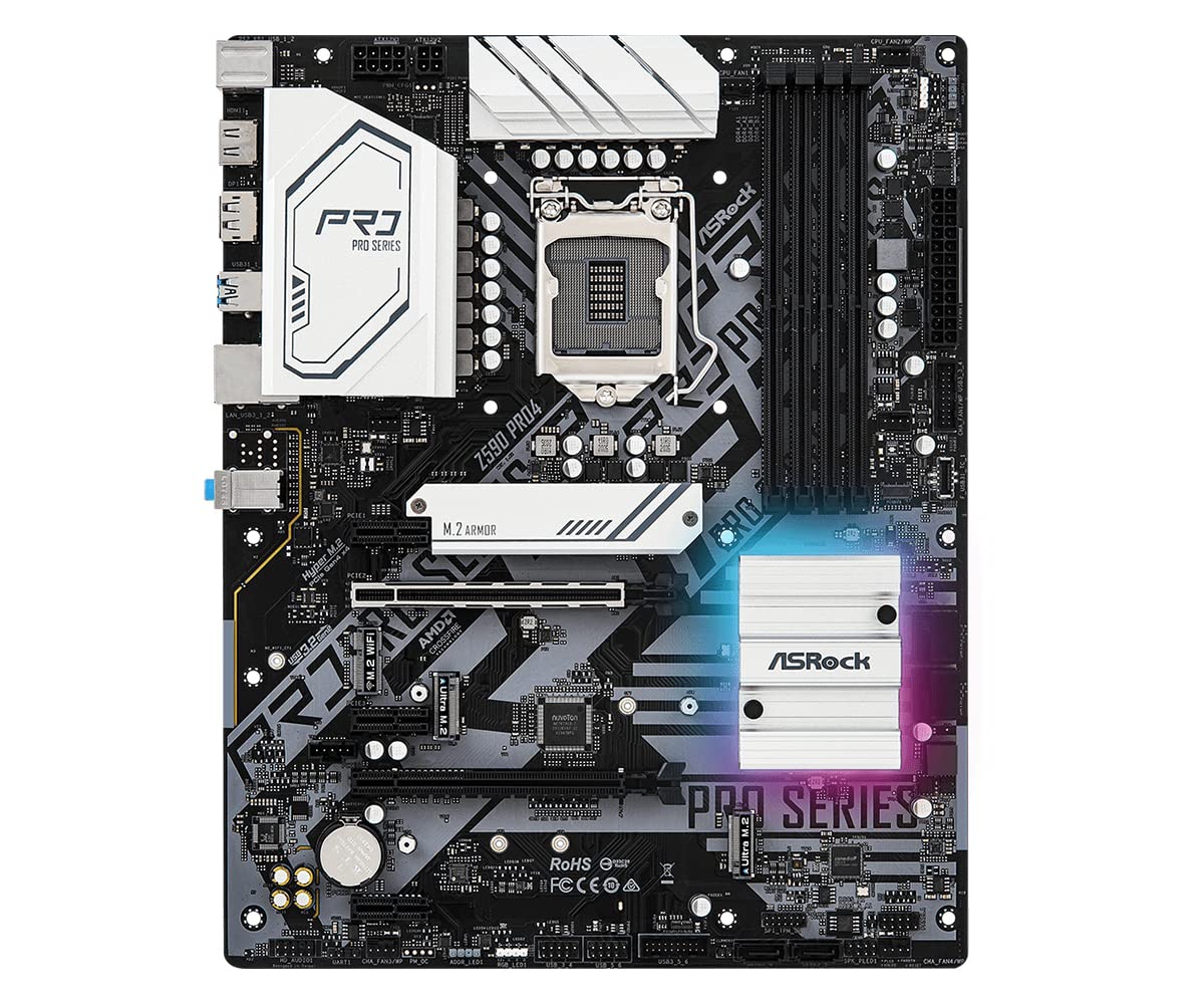 ASROCK Z590 PRO4 Socket LGA1200/ Intel Z590/ DDR4/ Quad CrossFireX/ SATA3&USB3.2/ M.2/ ATX Motherboard