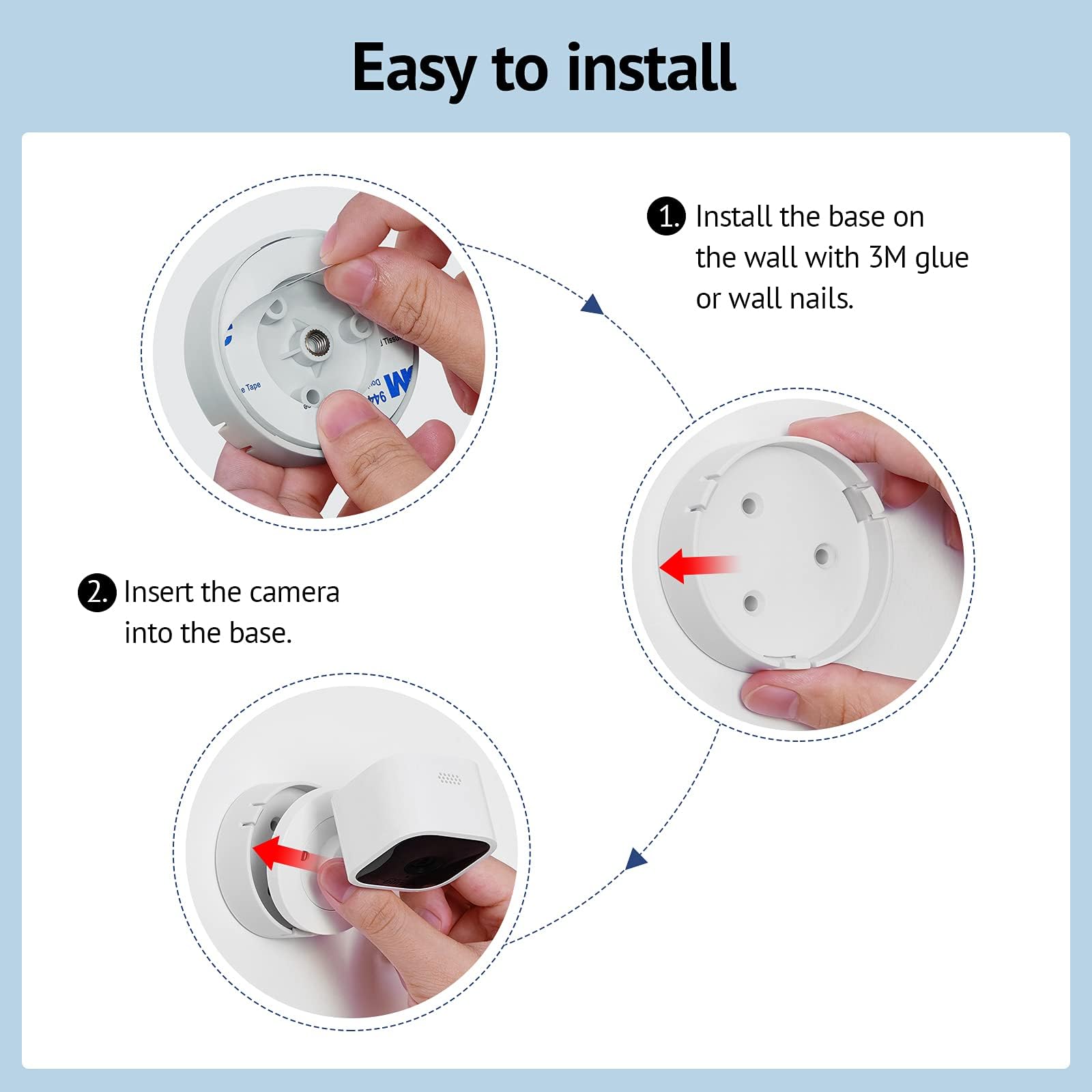 Ayotu 2 Pack Wall Mount for Blink Mini Camera, Easy Installation with Strong 3M Tape Adhesive Holder, Another Installation Methods-Screw Bracket Stand for Blink Mini (Not Including Camera), White