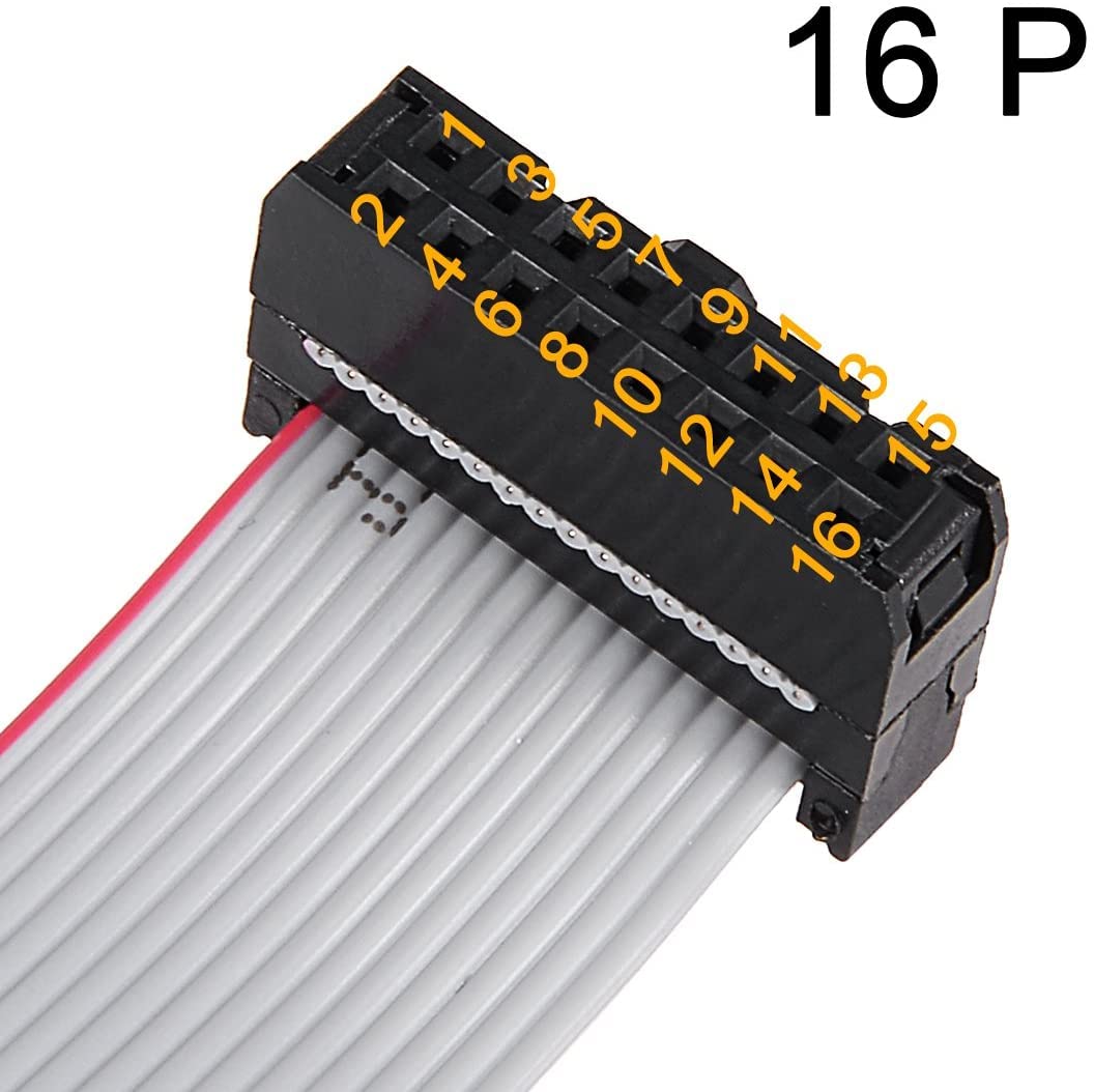 Heyiarbeit 2pcs IDC 16 Pin Connector Gray Wire Flat Ribbon Cable Connector Length 30cm 2.54mm Pitch