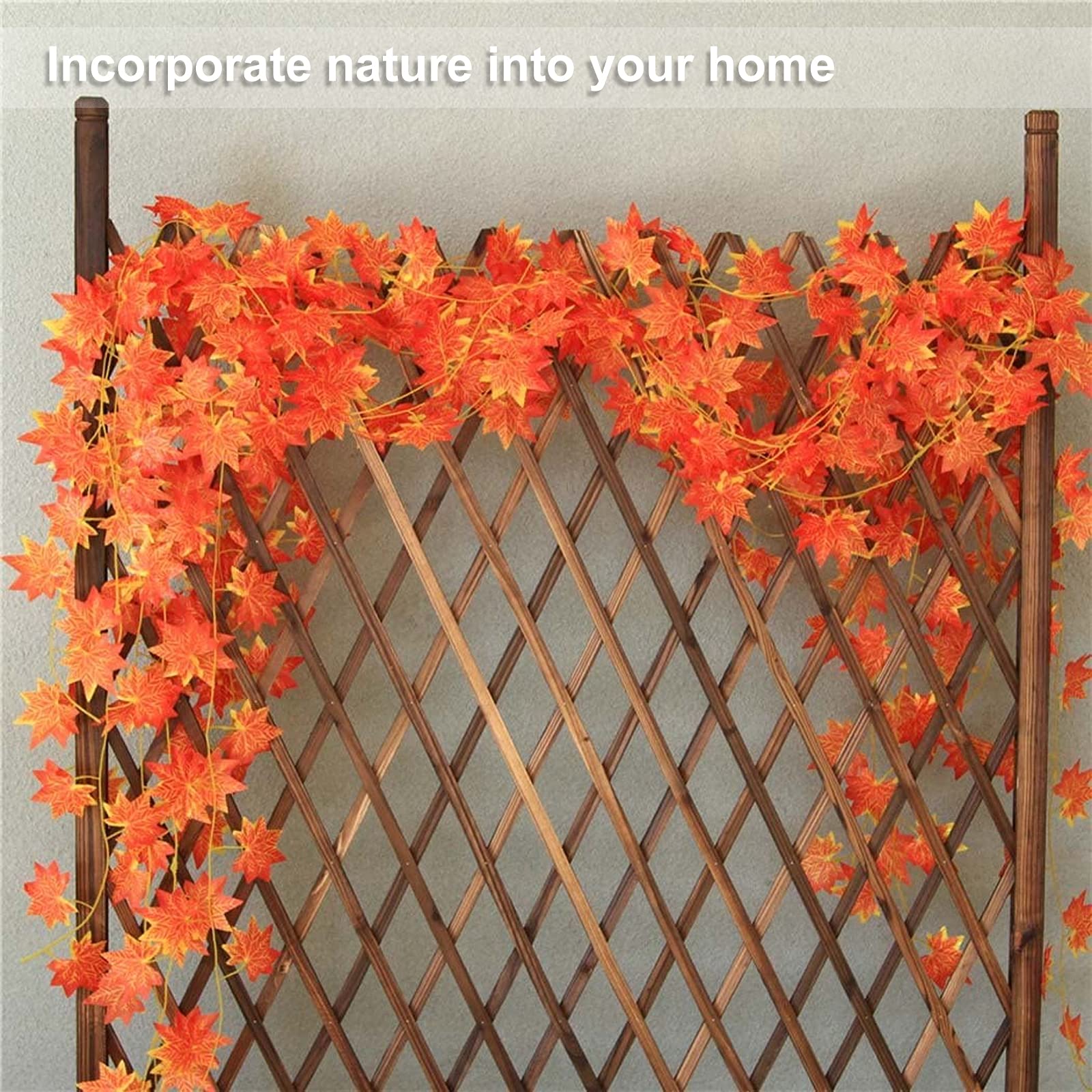 24 Pack Fall Leaf Garland, Artificial Maple Garland Artificial Fall Maple Ivy Vines, Thanksgiving Decor Garland Autumn for Party Home Garden Kitchen Office Wedding Indoor Outdoor Decors