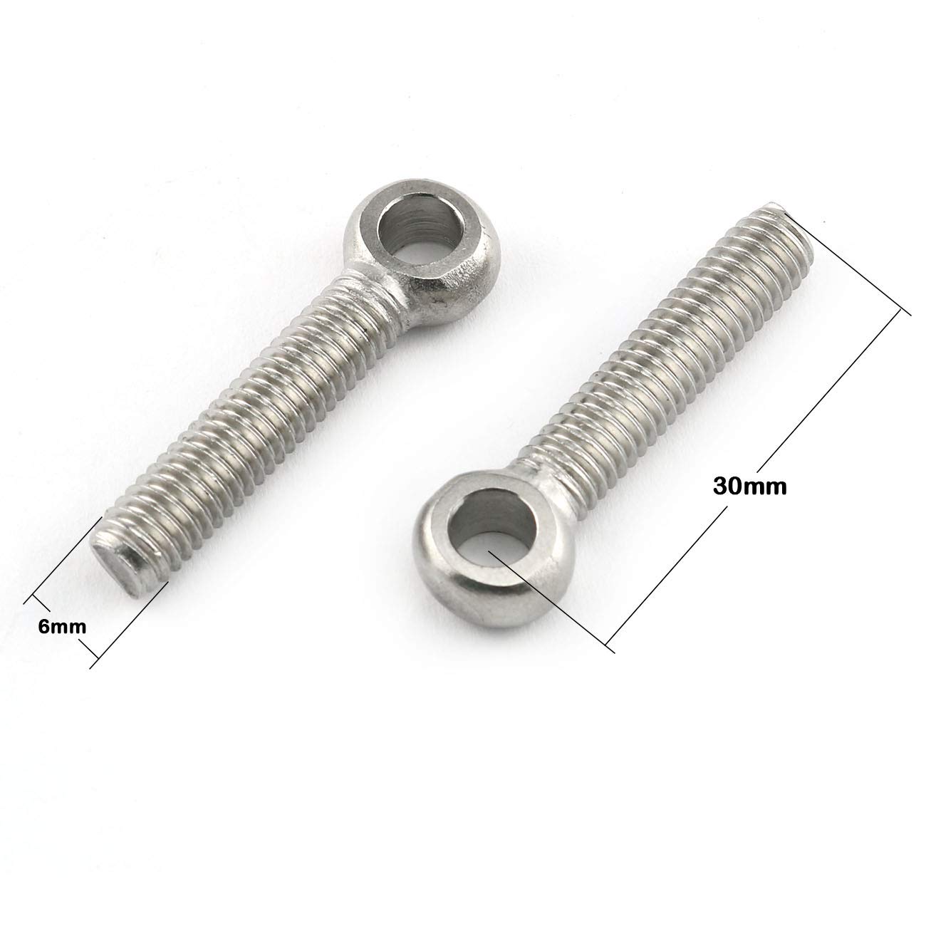 E-outstanding Lifting Ring Eye Bolt 6PCS M6x30mm 304 Stainless Steel Eye Bolt Screw Axle Pin Split Pin Shaft Pin Dowel Bolt Ring Screw Loop Hole Bolt