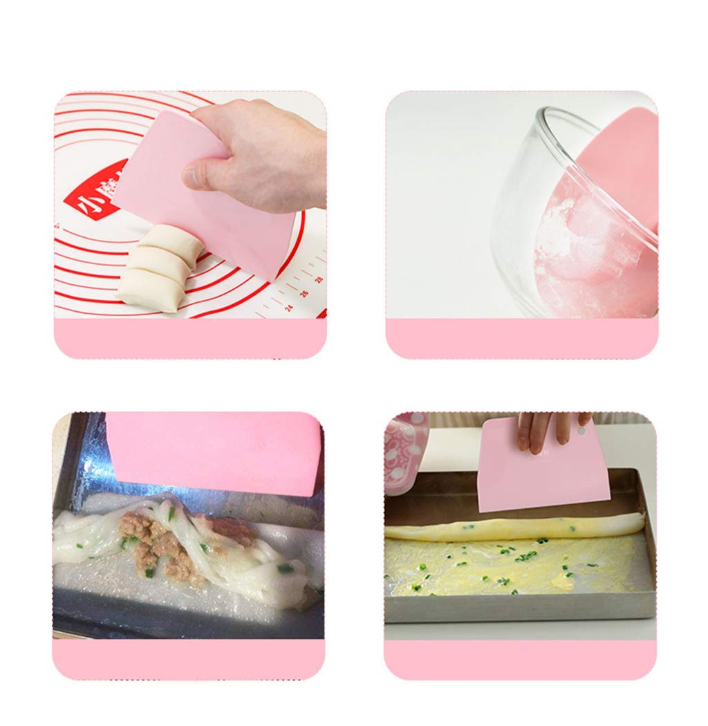 Pink curved plastic scraper Cake cream scraper (size: length 5.3 inches × width 3.7 inches)