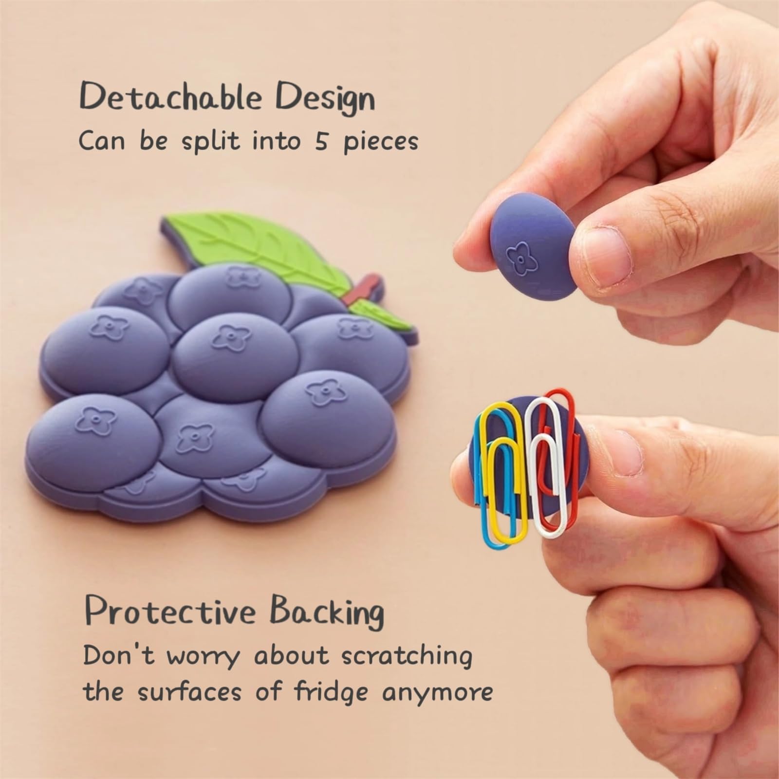 10 Pcs 3D Fruit Fridge Magnets Cute Fridge Magnets Grapes Peas Refrigerator Magnets Fun Magnets Blueberry Pea Pod Fridge Magnets