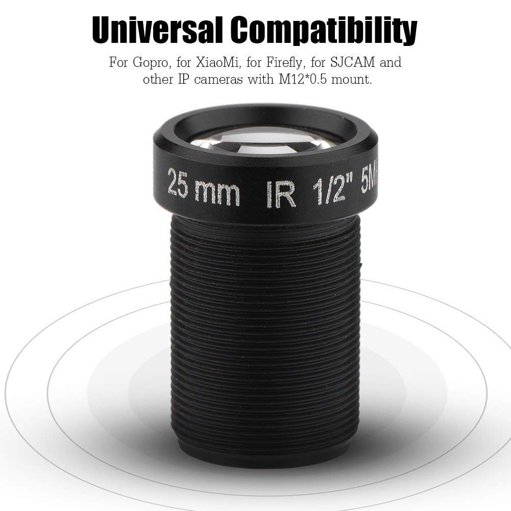 25mm CCTV Camera Lens Super Clear 5 Million Pixels 1/2'' Security Camera Lens for XiaoMi, for Firefly, for SJCAM and Other IP Cameras Default
