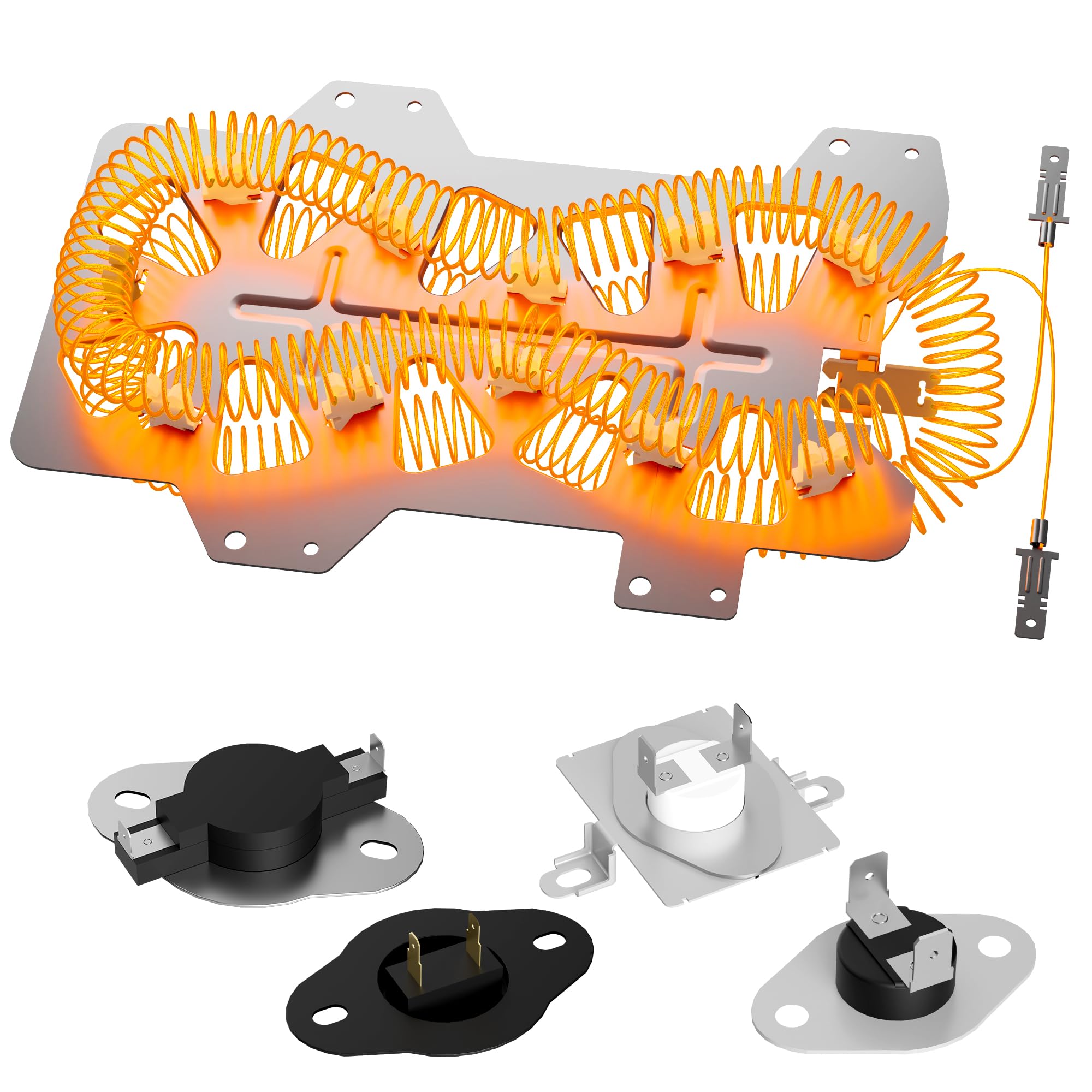 【UPGRADED】Dryer Heating Element for Samsung dv42h5000ew/a3 dv45h7000ew/a2 dv48h7400ew/a2 DC47-00019A Dryer Heating Element Parts DC47-00018A Thermostat DC47-00016A DC32-00007A DC96-00887A Thermal Fuse