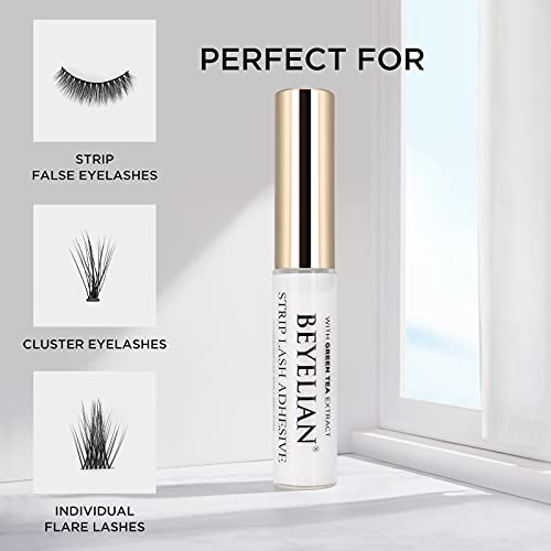 BEYELIAN Eyelash Glue, Lash Glue, Clear False Eyelash Glue with Bamboo Extract,Latex Free, Sensitive Eyes,Waterproof, Strong Hold,5g