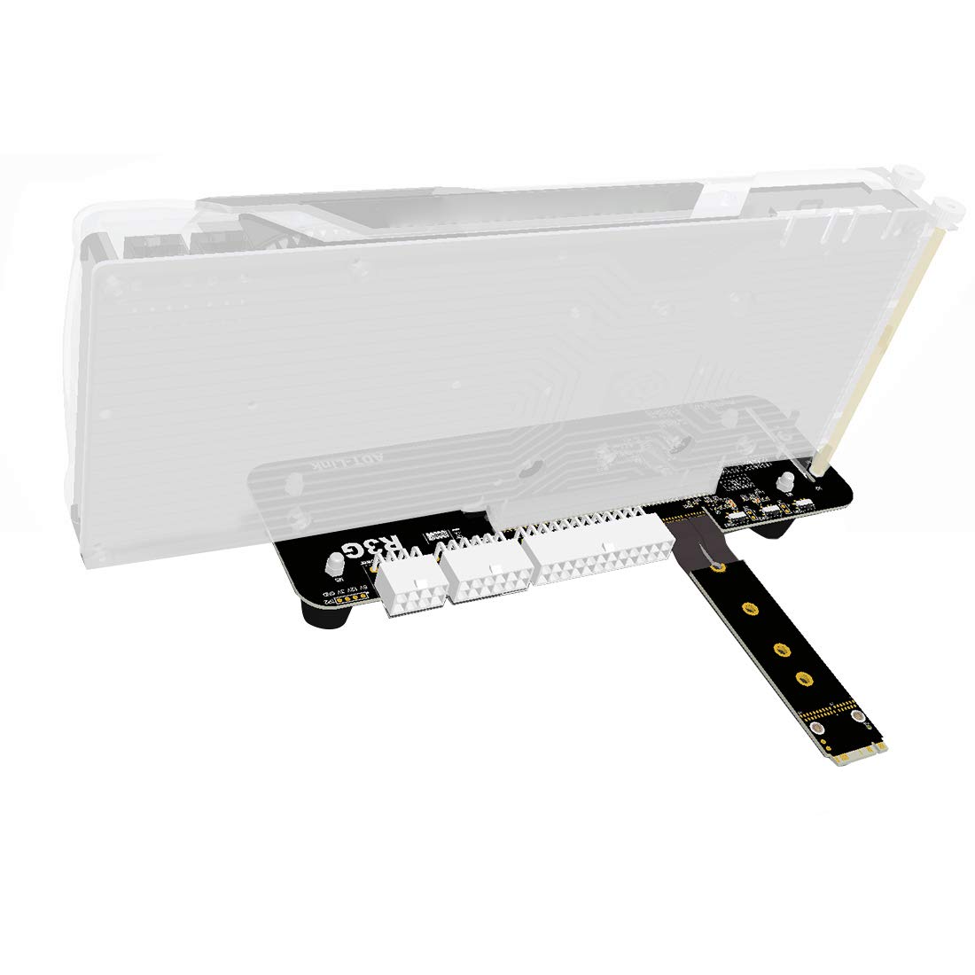 ADT-Link M.2 Key M NVMe External Graphics Card Stand Bracket with PCIe3.0 x4 Riser Cable 25cm 50cm 32Gbs for ITX STX NUC VEGA64 GTX1080ti (50CM,R43SG-TU)