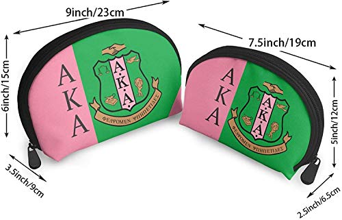Syifasya Alpha Kappa Alpha 2 Pcs Cosmetic Bags Travel Makeup Bag Portable Clutch Pouch Set Women Handbag with Zipper Shell Toiletry Storage