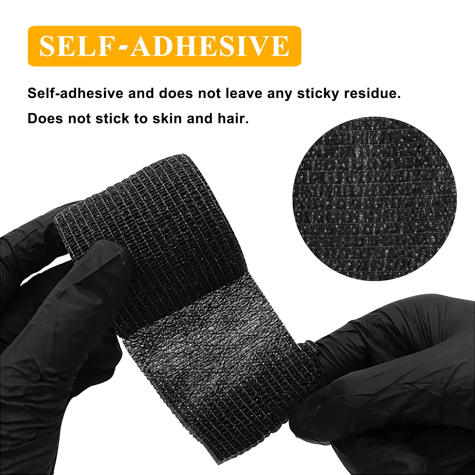 Tattoo Grip Tape - Ruicoo 4pcs Tattoo Grip Wrap Cover Disposable Tape Self-adhesive Bandage 2"x 5 Yards Black Tattoo Grip Tape for Tattoo Machine Grip