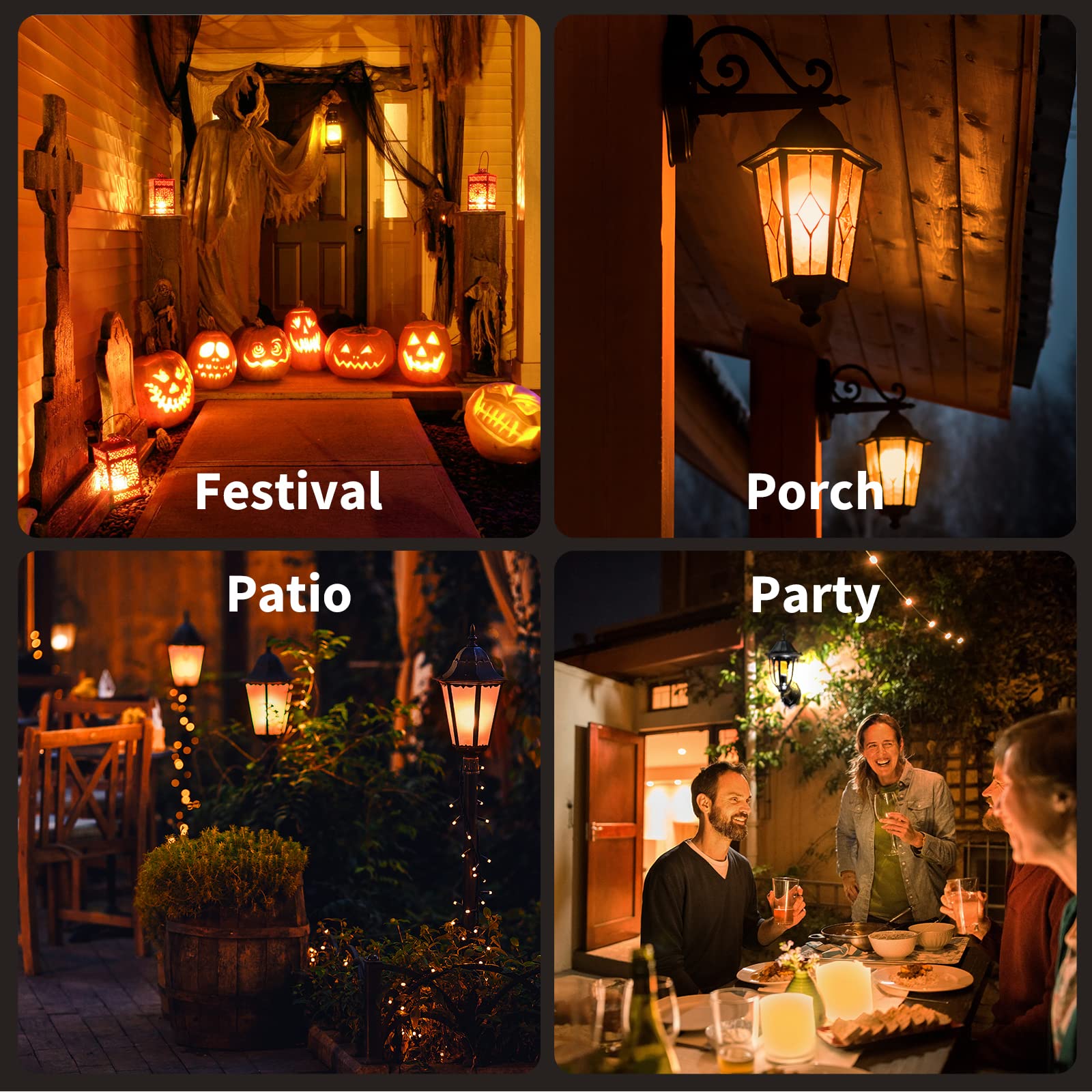 【Upgraded】Morsatie LED Flame Light Bulbs, 4 Modes Flickering Light Bulbs with Upside Down Effect, E26/E27 Fire Light Bulb for Halloween, Christmas, Party, Porch, Patio, Indoor Outdoor Decoration-4 Pcs
