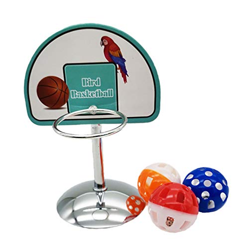 Bird Toys, Bird Trick Tabletop Toys, Bird Training Basketball Stacking Color Ring Toys Sets with Screwed Base - Parrot Chew Ball Foraging Toys, Education Play Gym Playground Activity Cage Toys